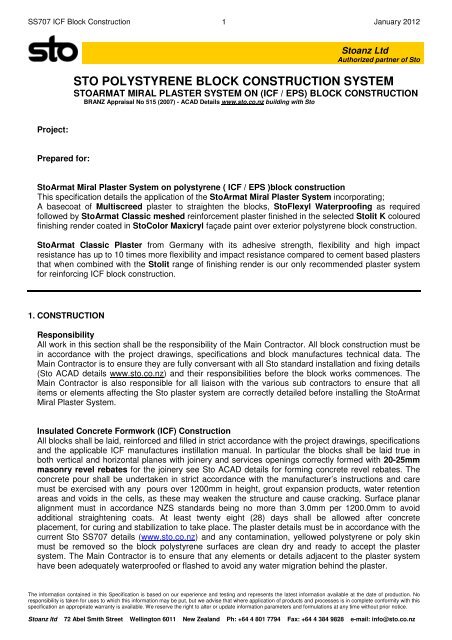 STO POLYSTYRENE BLOCK CONSTRUCTION SYSTEM