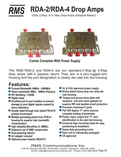 RDA drop Amplifier - RMS Communications Inc