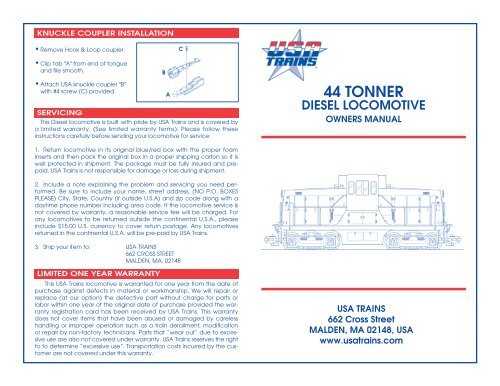 44 TONNER DIESEL LOCOMOTIVE - USA Trains