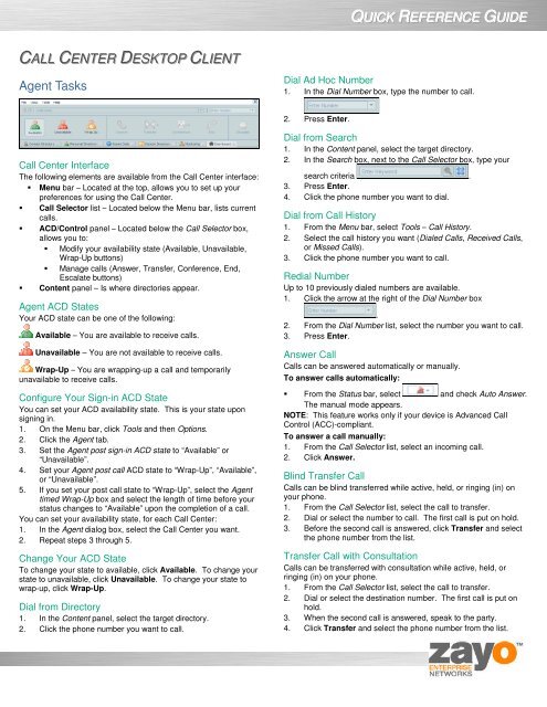 CALL CENTER DESKTOP CLIENT