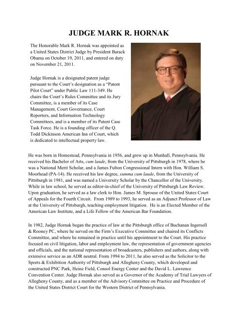 JUDGE MARK R. HORNAK - Western District of Pennsylvania