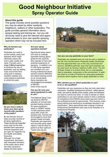 Spray Operator Guide - Crop Protection Association