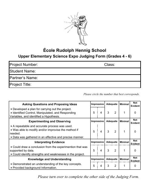 Science Expo Rubric Upper Elementary.pdf - École Rudolph Hennig