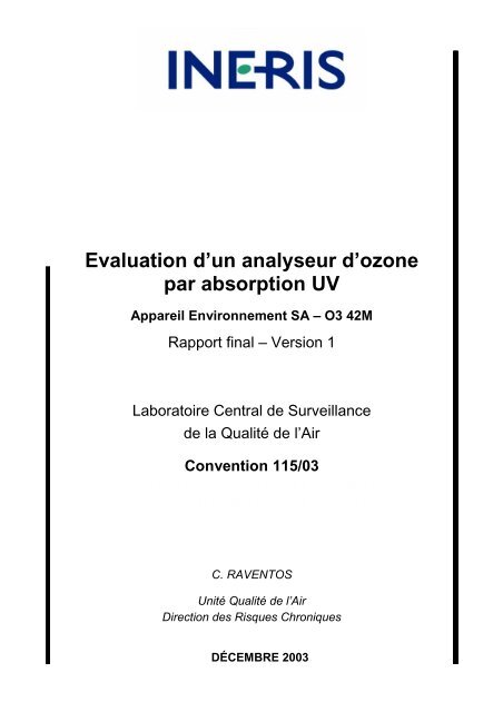 Appareil Environnement SA – O3 42M - LCSQA