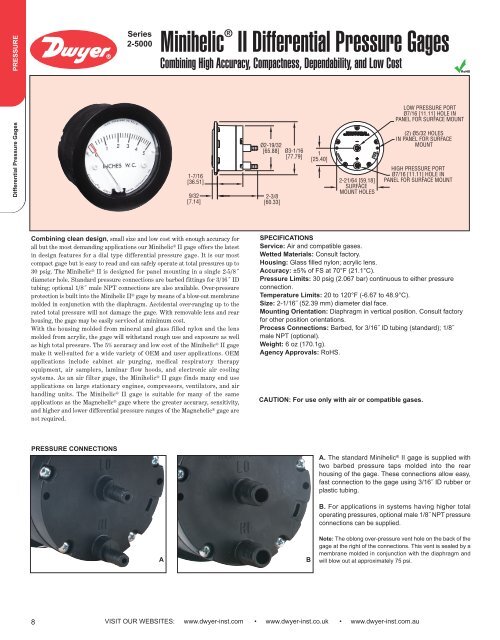 Dwyer Series 2-5000 Minihelic II Differential ... - Solutions Direct