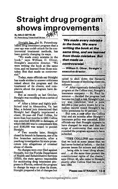 Straight drug program shows i - Surviving Straight Inc