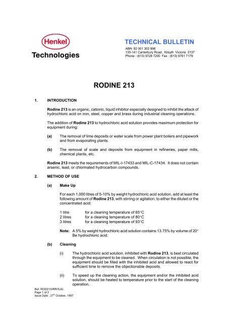 Rodine 213 (169482) - Solvents