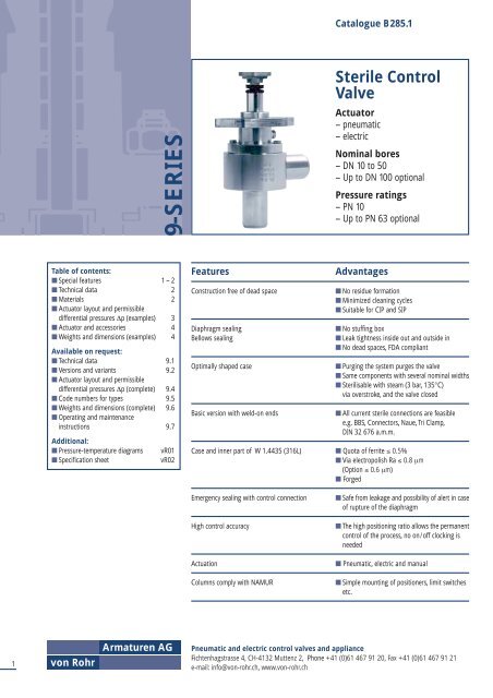 Download 9-Series Sterile Control Valve pdf (160kb) - Dwn.ie