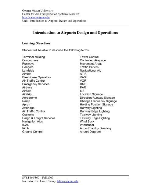 Introduction to Airports Design and Operations - Center for Air ...