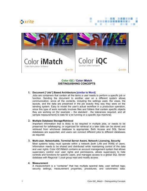 Color iQC_iMatch - Distinguishing Concepts - X-Rite