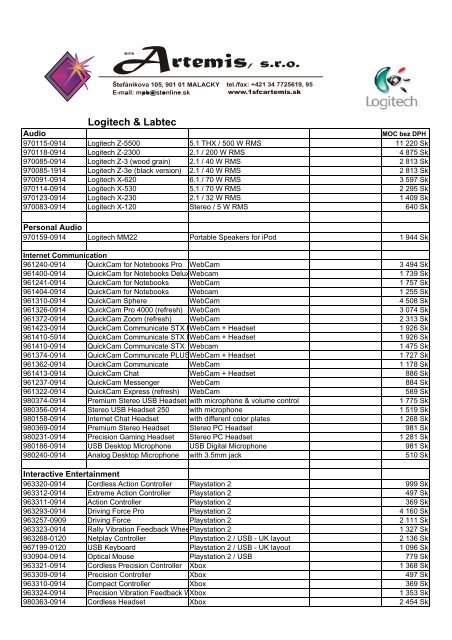 OEM Logitech price list