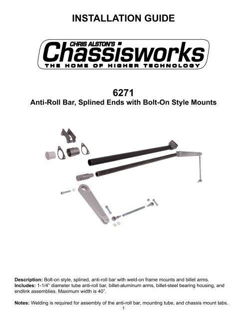 Read Installation Instructions - Chris Alston's Chassisworks