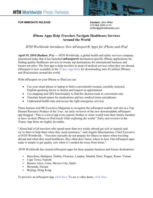 HTH Worldwide Launches Twenty mPassport Apps for iPhone and ...