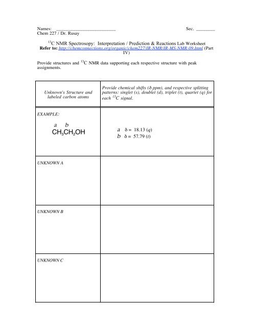 Interpretation / Prediction & Reactions Lab Worksheet