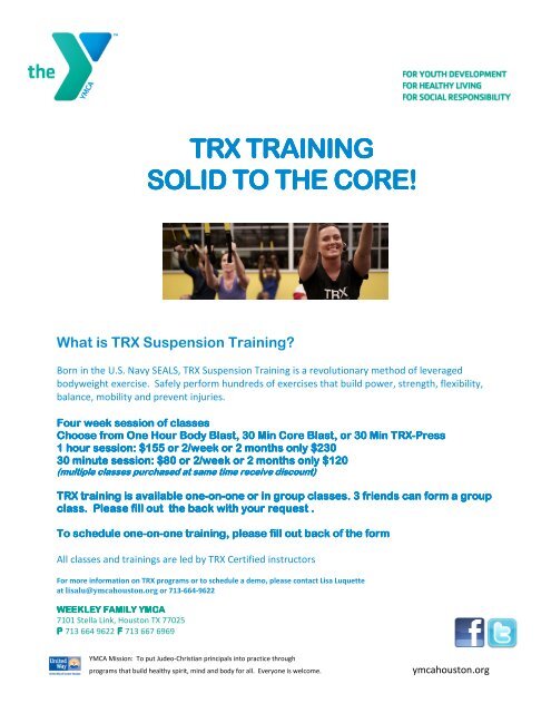 TRX Schedule - YMCA of Greater Houston