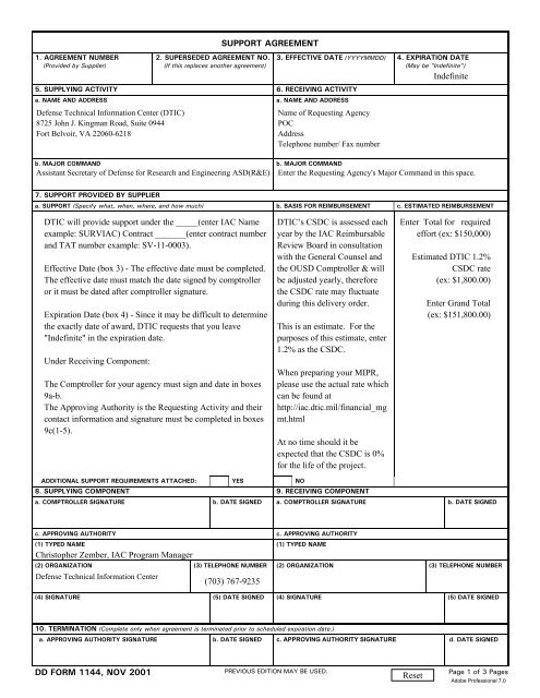 to view a completed sample copy of DD Form 1144 - IAC - Defense ...