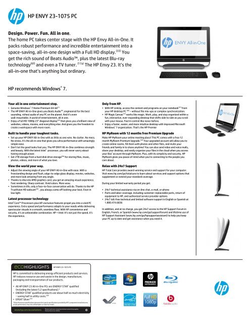 HP Pavilion Data Sheet - Hewlett Packard
