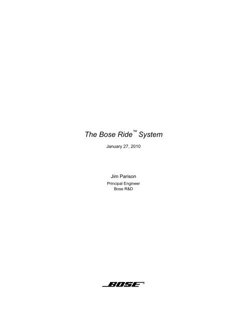 The Bose Ride System
