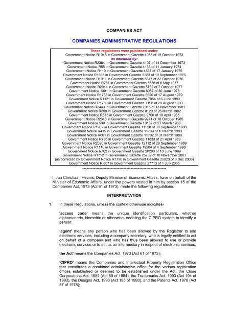 General administrative regulations - companies and - Cipro