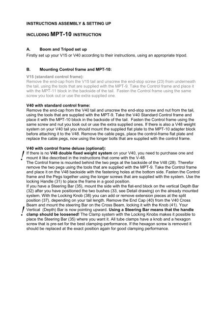 INSTRUCTIONS ASSEMBLY & SETTING UP INCLUDING ... - Cambo