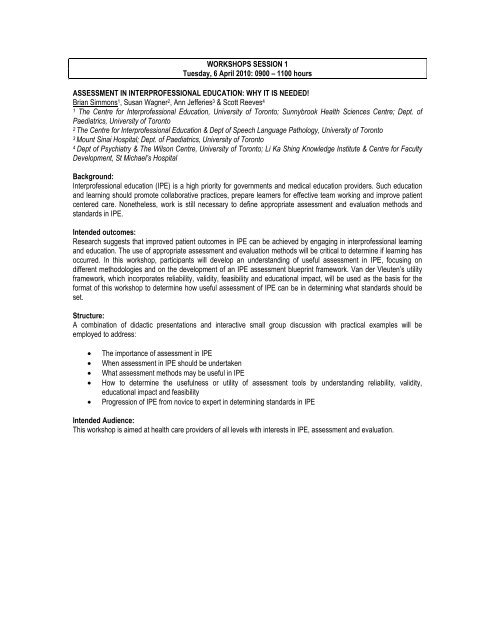 Workshop abstracts - morning - Conference On The Net