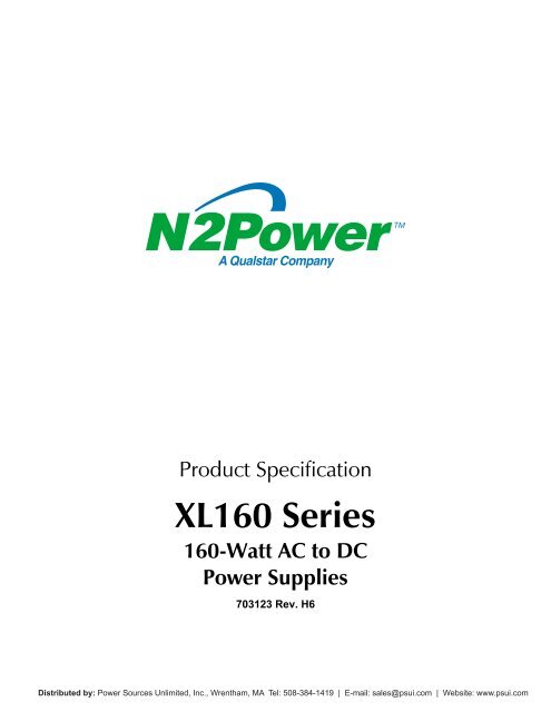 XL160 Product Specification - Power Sources Unlimited