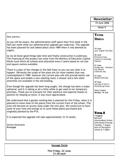 Newsletter - Devonport Primary School