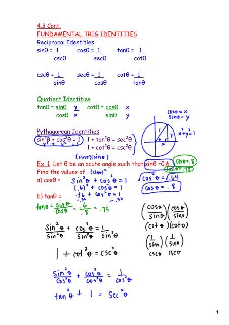 Fundamental Trig Identities