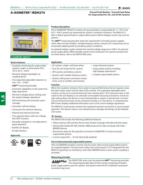A-ISOMETERÂ® IRDH275 - Bender