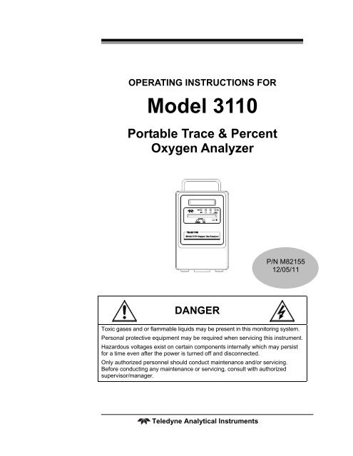 3110 â Portable Trace/Percent Oxygen Analyzer, FM-approved ...