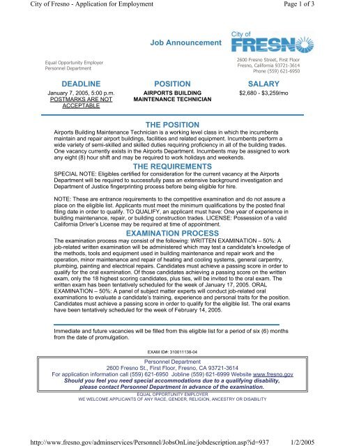 Job Announcement DEADLINE POSITION SALARY THE ... - Archive