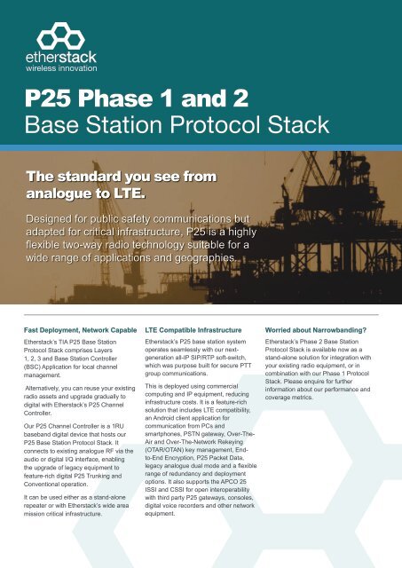 P25 Phase 1 and 2 Base Station Protocol Stack - Etherstack