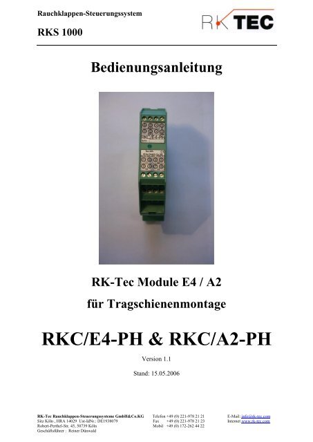 RKC/E4-PH & RKC/A2-PH - RK-Tec GmbH