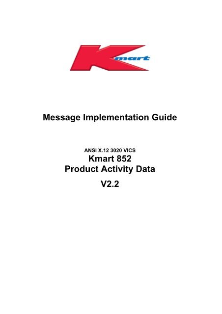 Message Implementation Guide - Kmart Supplier