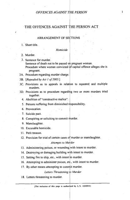-THE OFFENCES AGAINST THE PERSON ACT