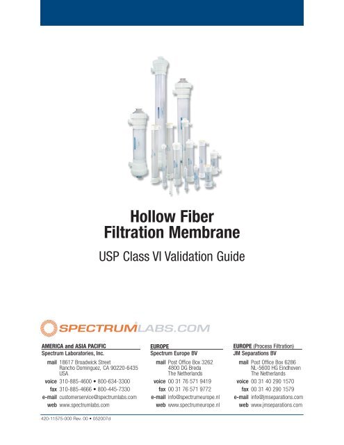 Hollow Fiber Modules - Spectrum Laboratories, Inc.