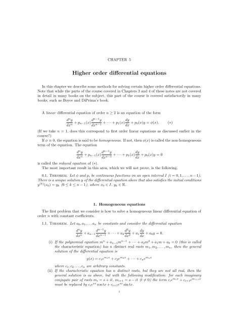Higher Order Differential Equations higher-order-differential-equations