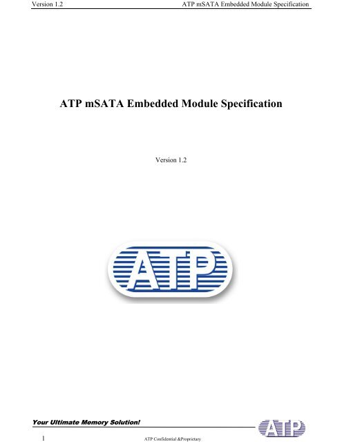 ATP mSATA Embedded Module Specification - Jactron