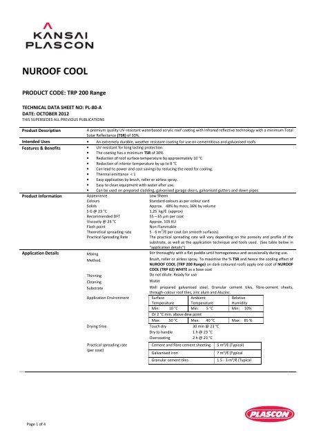 NUROOF COOL - Plascon