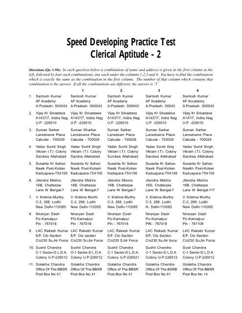 Speed Developing Practice Test Clerical Aptitude 2 Bankexam co in speed-developing-practice-test-clerical-aptitude-2-bankexam-co-in