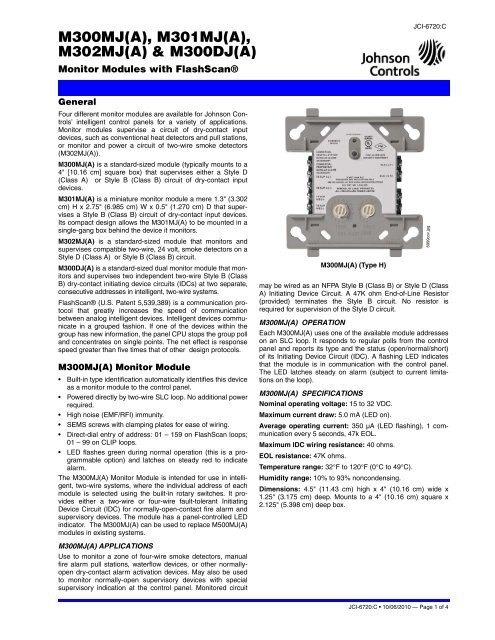 M300MJ, M301MJ, M302MJ, and M300DJ ... - Johnson Controls