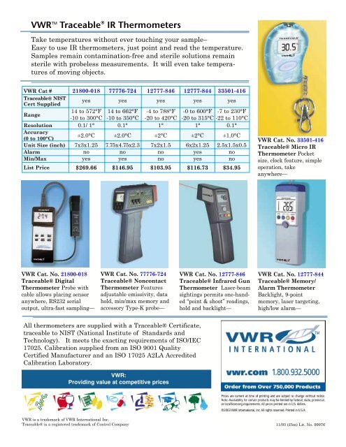 VWR Traceable® IR Thermometers