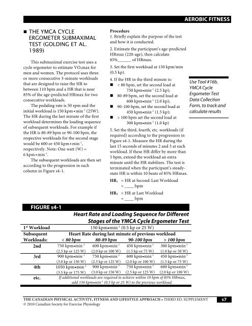 YMCA Cycle Ergometer Submaximal Test - Canadian Society for ...