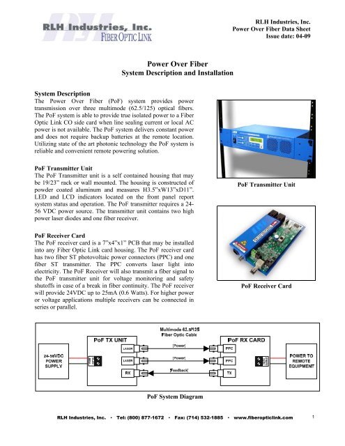 Power Over Fiber - RLH Industries Inc. Fiber Optic Link