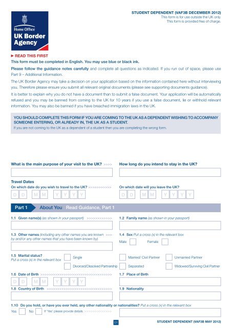 VAF3B application form - UK Border Agency - the Home Office