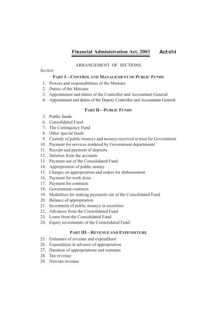 Act 654 Financial Administration Act, 2003