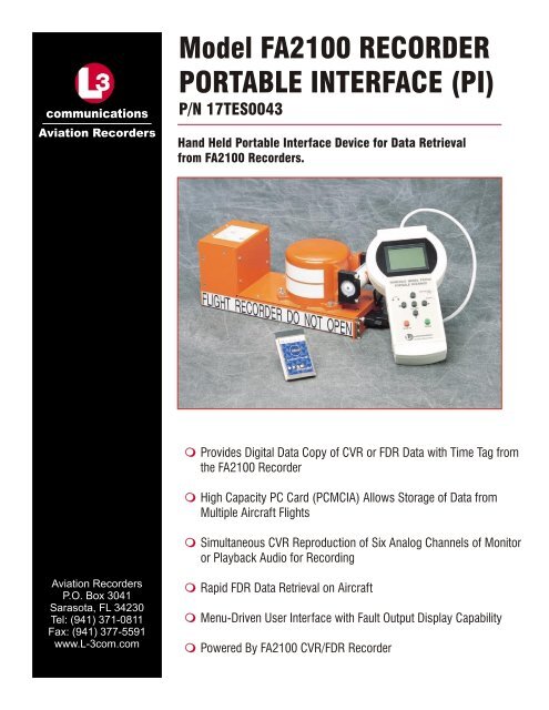 Model FA2100 RECORDER PORTABLE INTERFACE (PI)P/N ...