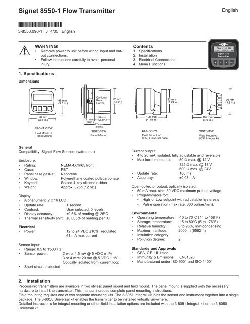 GF Signet 8550-1 Manual PDF - Instrumart