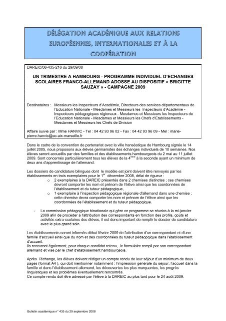 Division des Personnels Enseignants - Bulletin académique