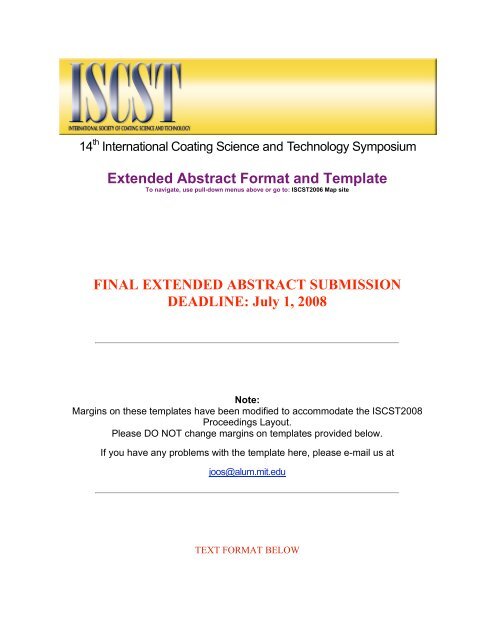 Extended Abstract Format and Template - International Society of ...